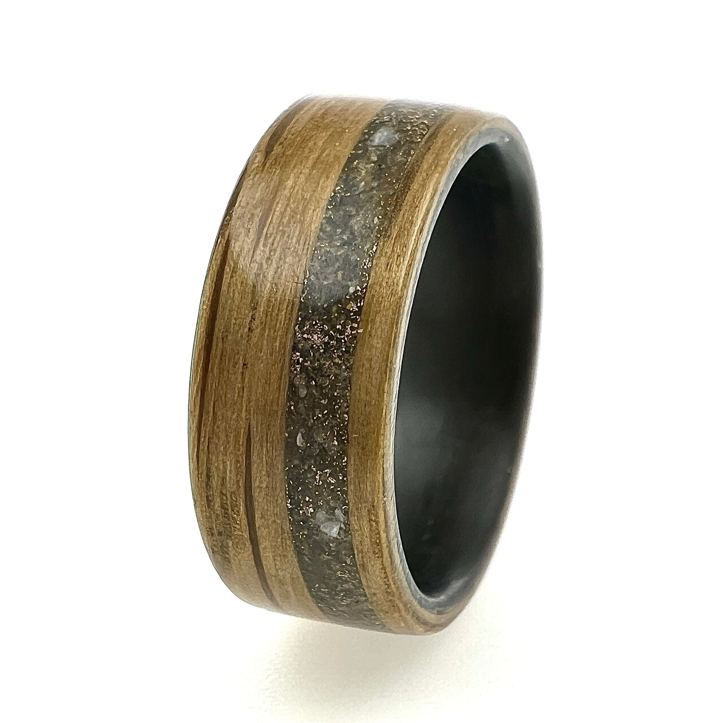 Men's Wooden Wedding Ring | Oak & Carbon Fibre with Inlay