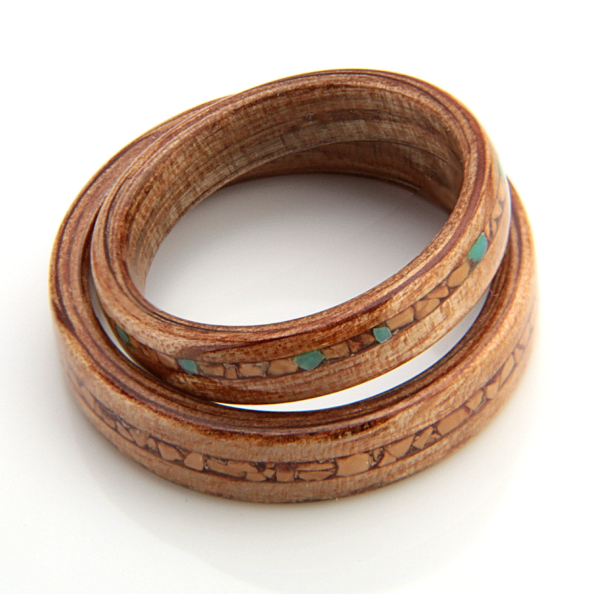 Eco Wood Rings - Oak Wood Rings with Walnut Shell & Turquoise