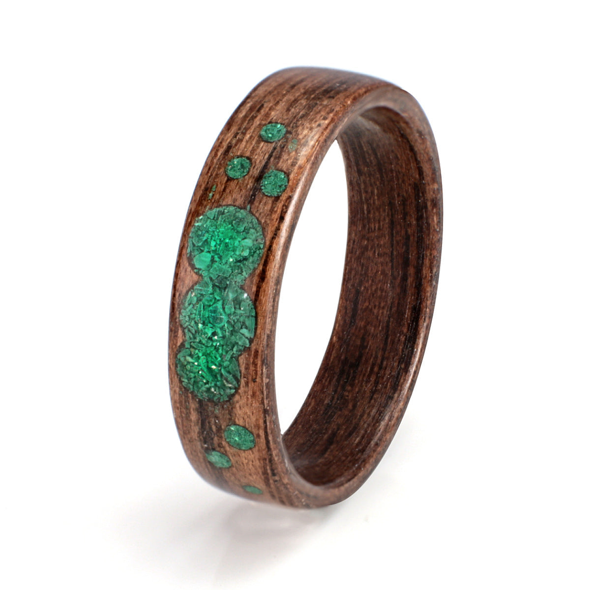 Eco Wood Rings - Walnut Wood Ring with Malachite